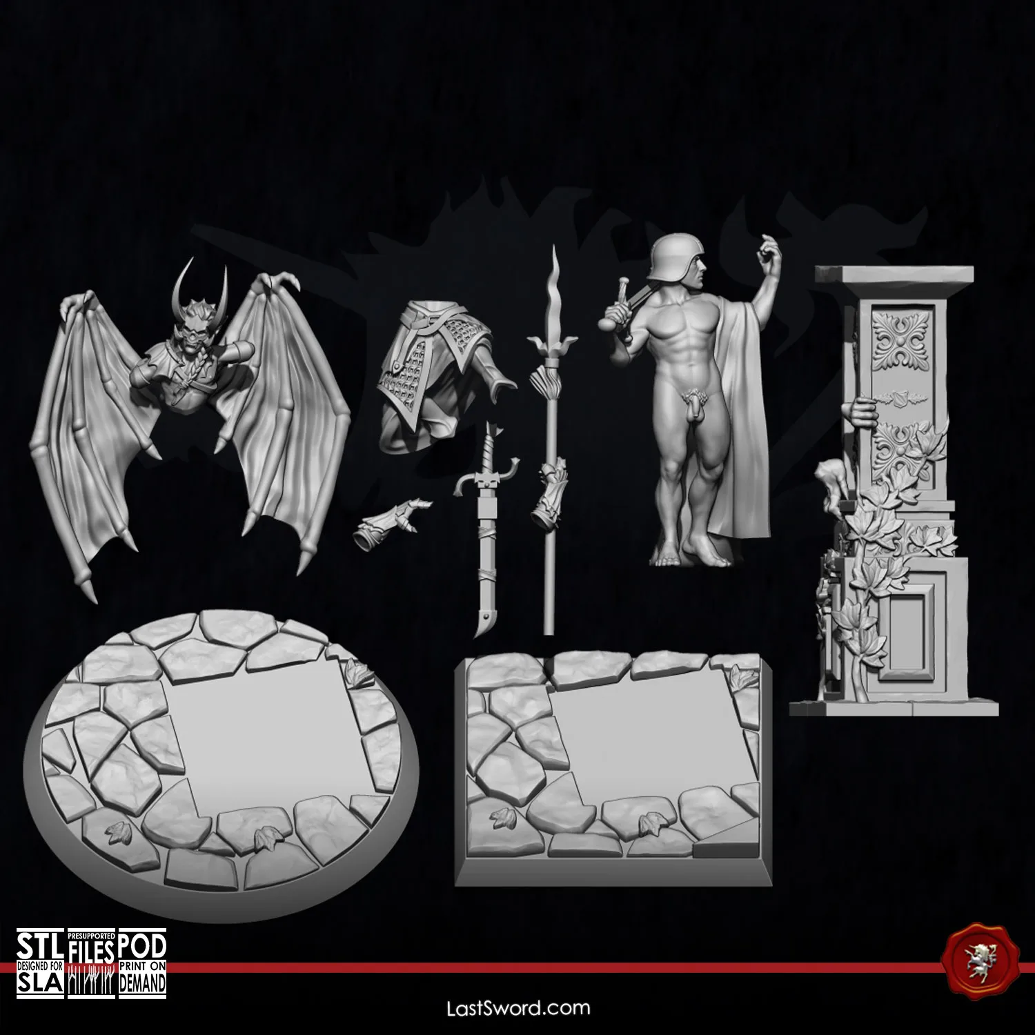 Winged Vampire Hunters (3) – Physical Models | Last Sword Miniatures