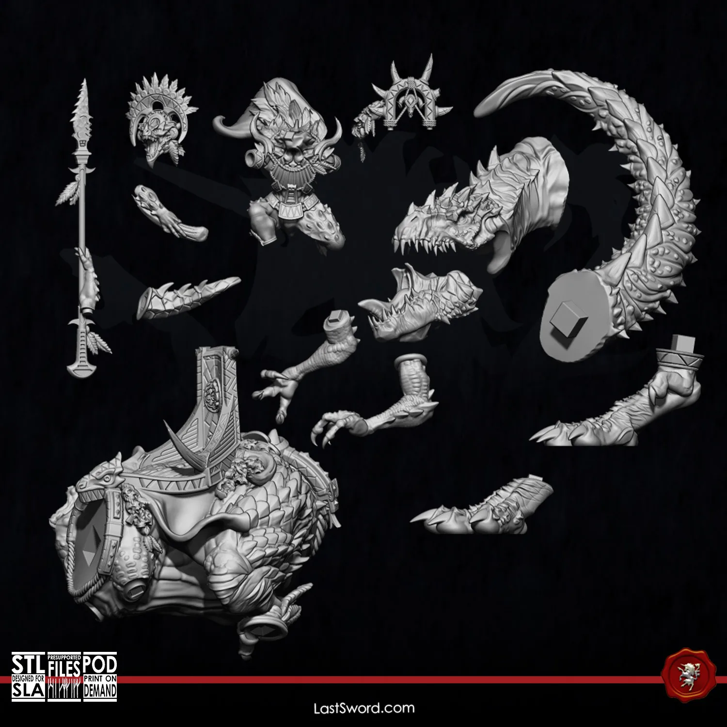 Saurian Ancient Blood on Carnosaur – Physical Model | Last Sword Miniatures