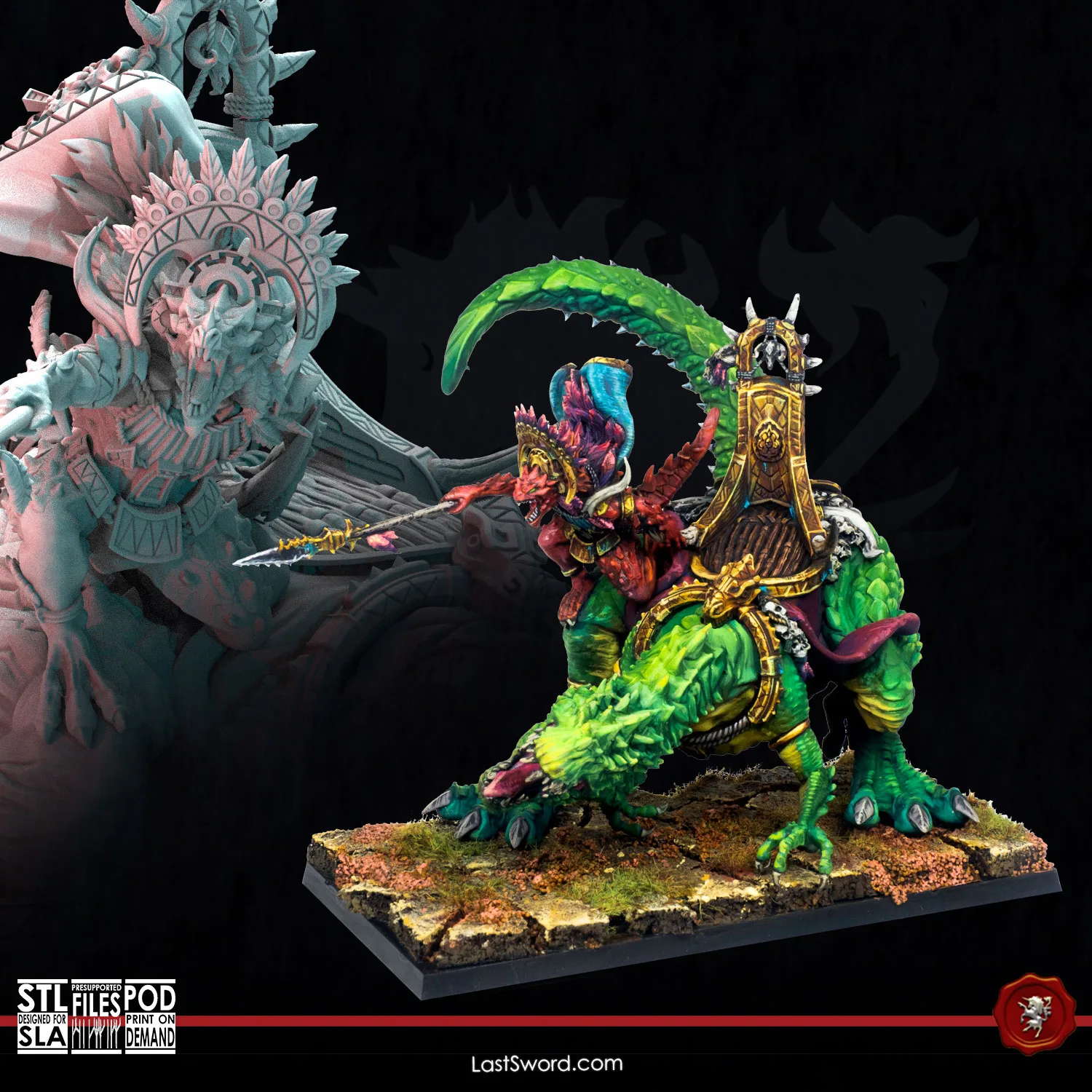 Saurian Ancient Blood on Carnosaur – Physical Model | Last Sword Miniatures