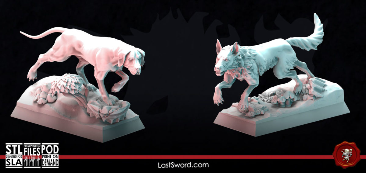 Dantae and Hounds (1+2) | Last Sword Miniatures