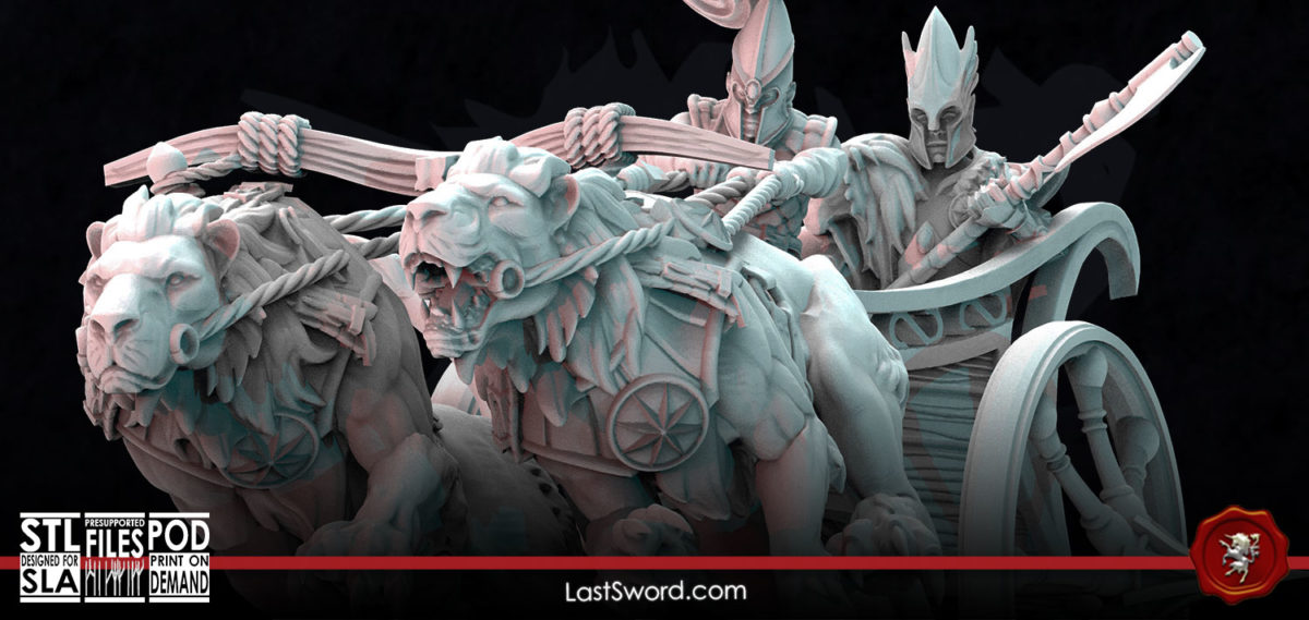 Elven Lion Chariot – Digital Files | Last Sword Miniatures