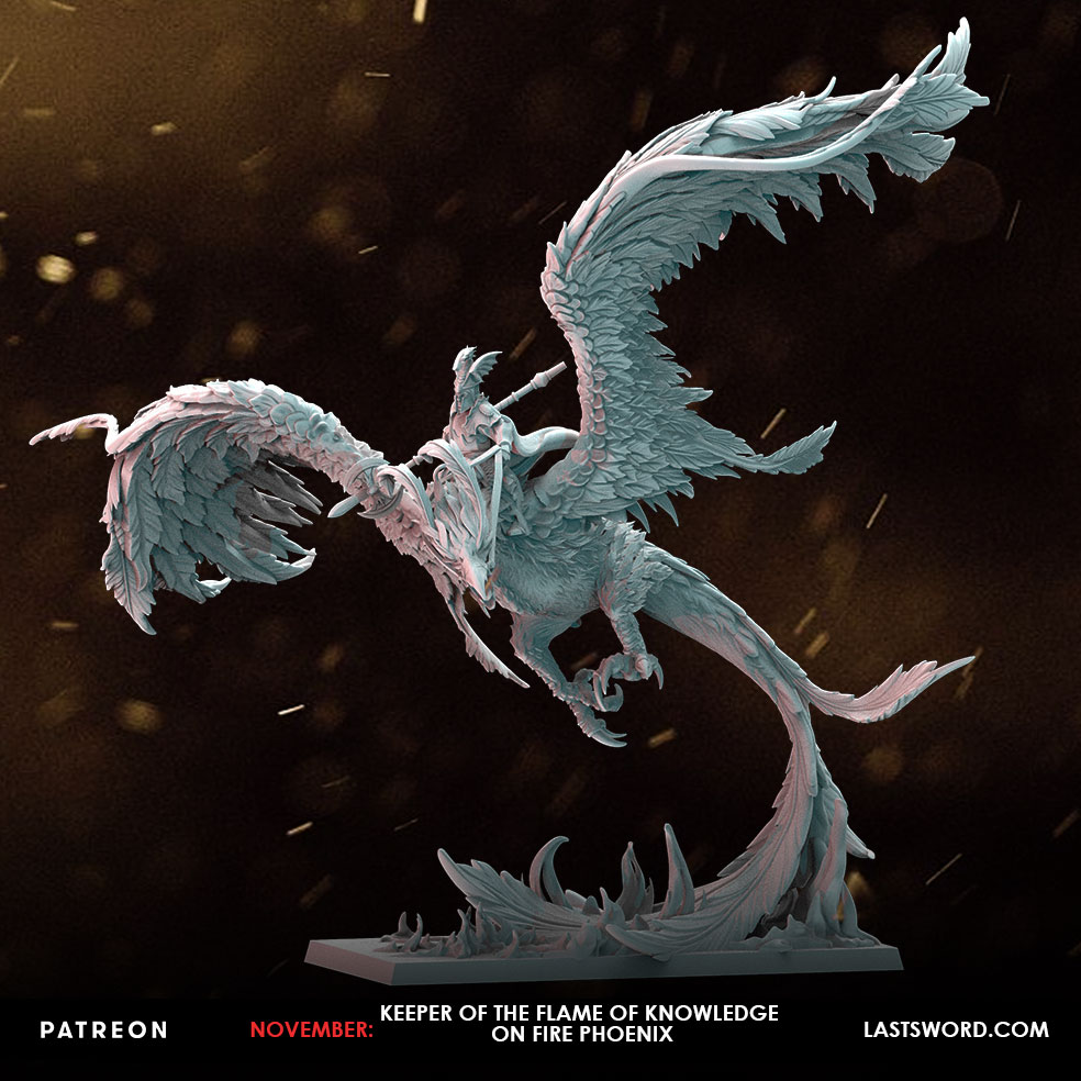 Keeper-of-the-flame-of-knowledge-on-Fire-Phoenix-02 | Last Sword Miniatures