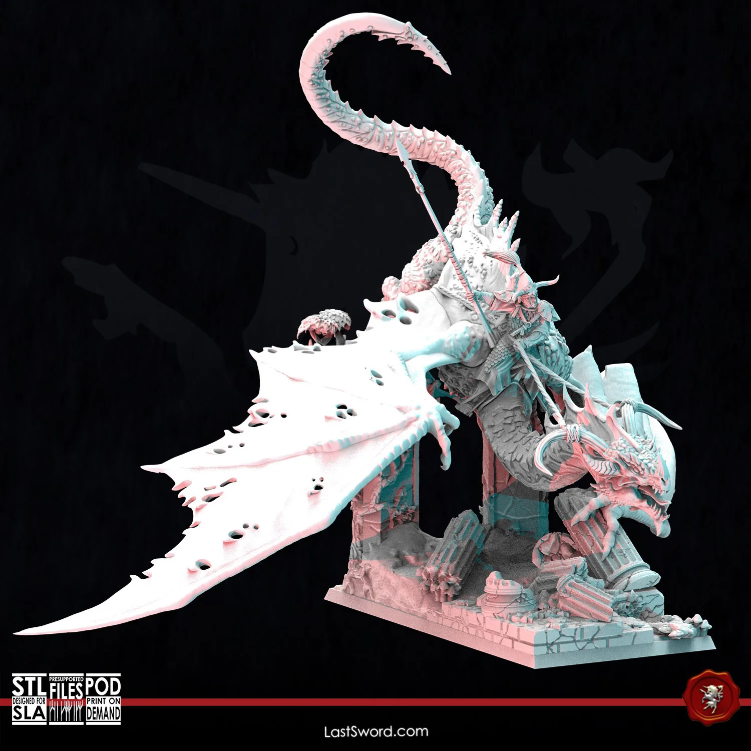 Tree Kin Lord on Dragon – Digital Files | Last Sword Miniatures