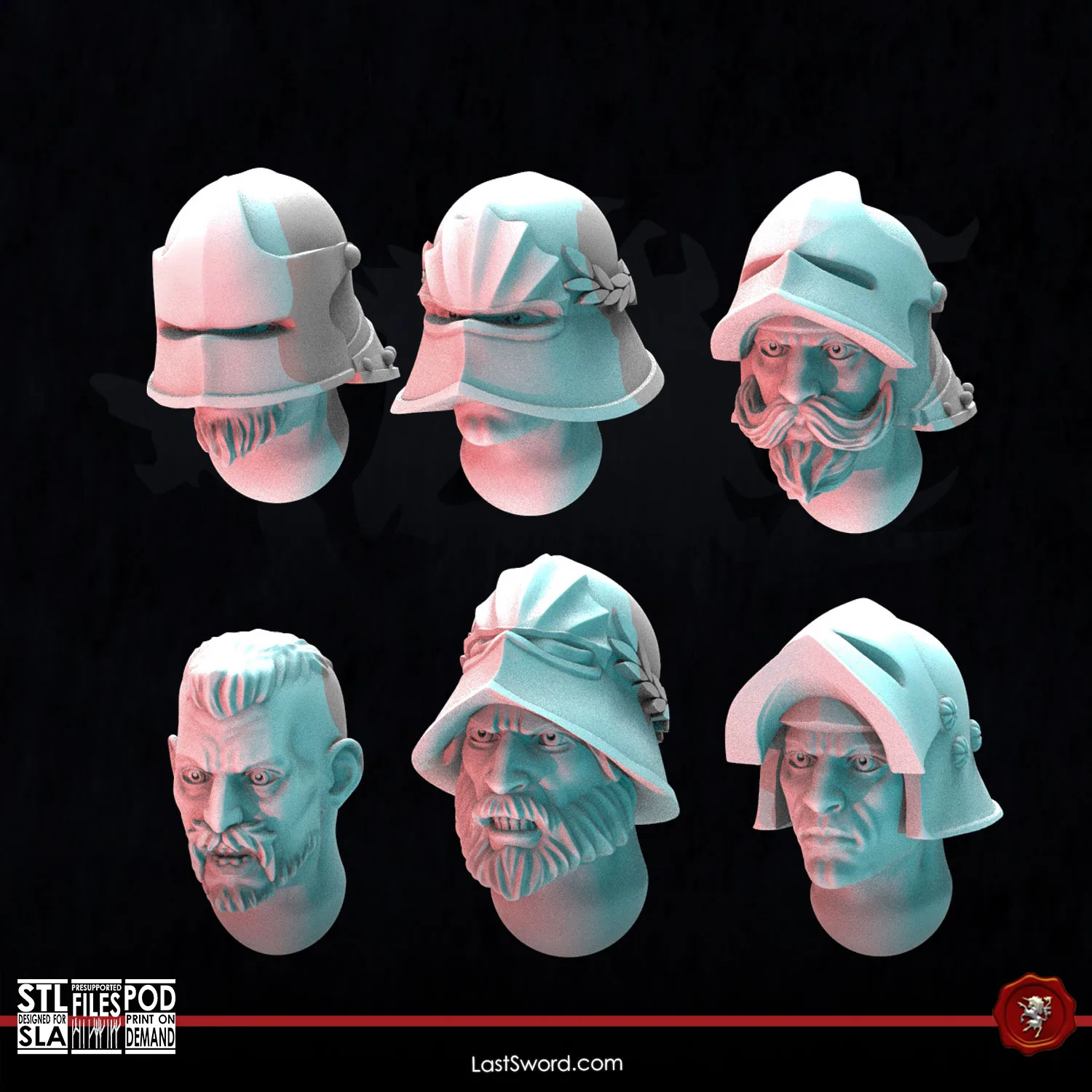 Ducal Guard knights, extra Heads | Last Sword Miniatures