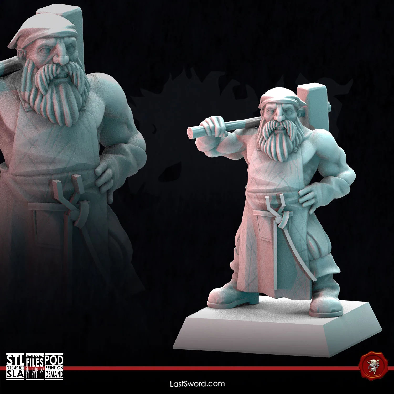 Dwarven Ironsmith – Physical Models | Last Sword Miniatures