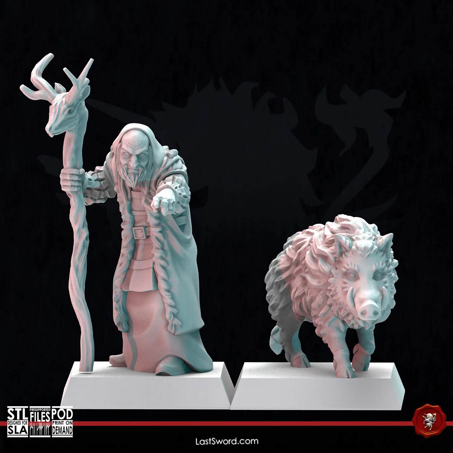 Primordial Instict Mage and Boar – Physical Models | Last Sword Miniatures