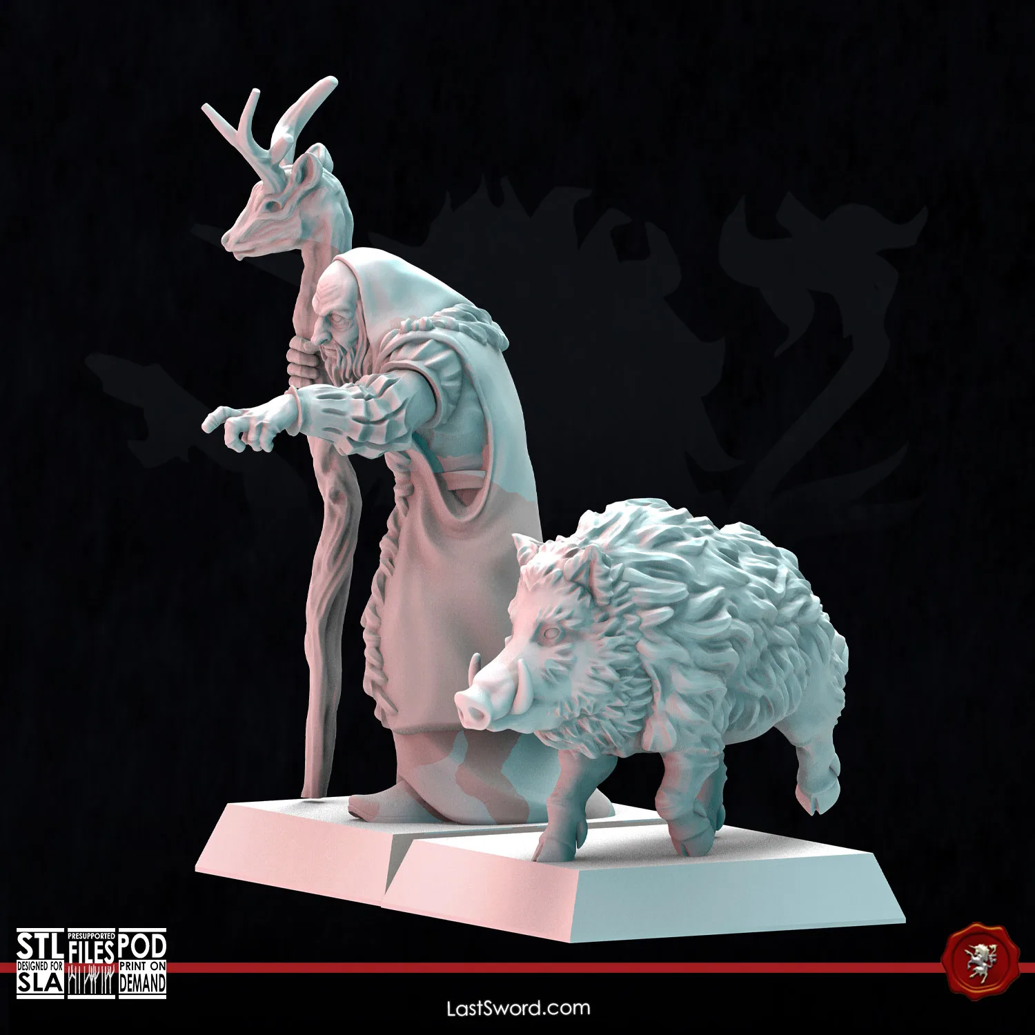 Primordial Instict Mage and Boar – Physical Models | Last Sword Miniatures