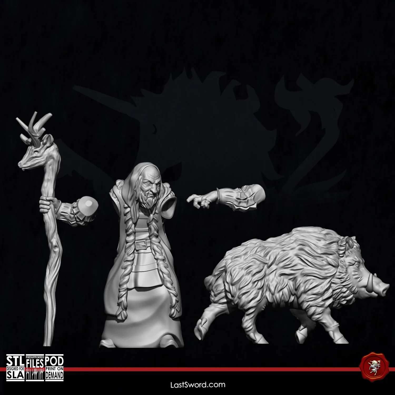 Primordial Instict Mage and Boar – Physical Models | Last Sword Miniatures