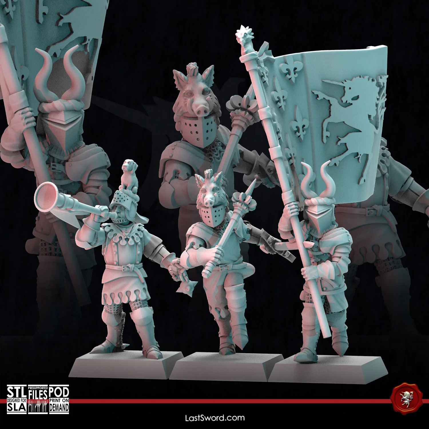 Household Knights on Foot, Command Group (3) – Physical Models | Last ...