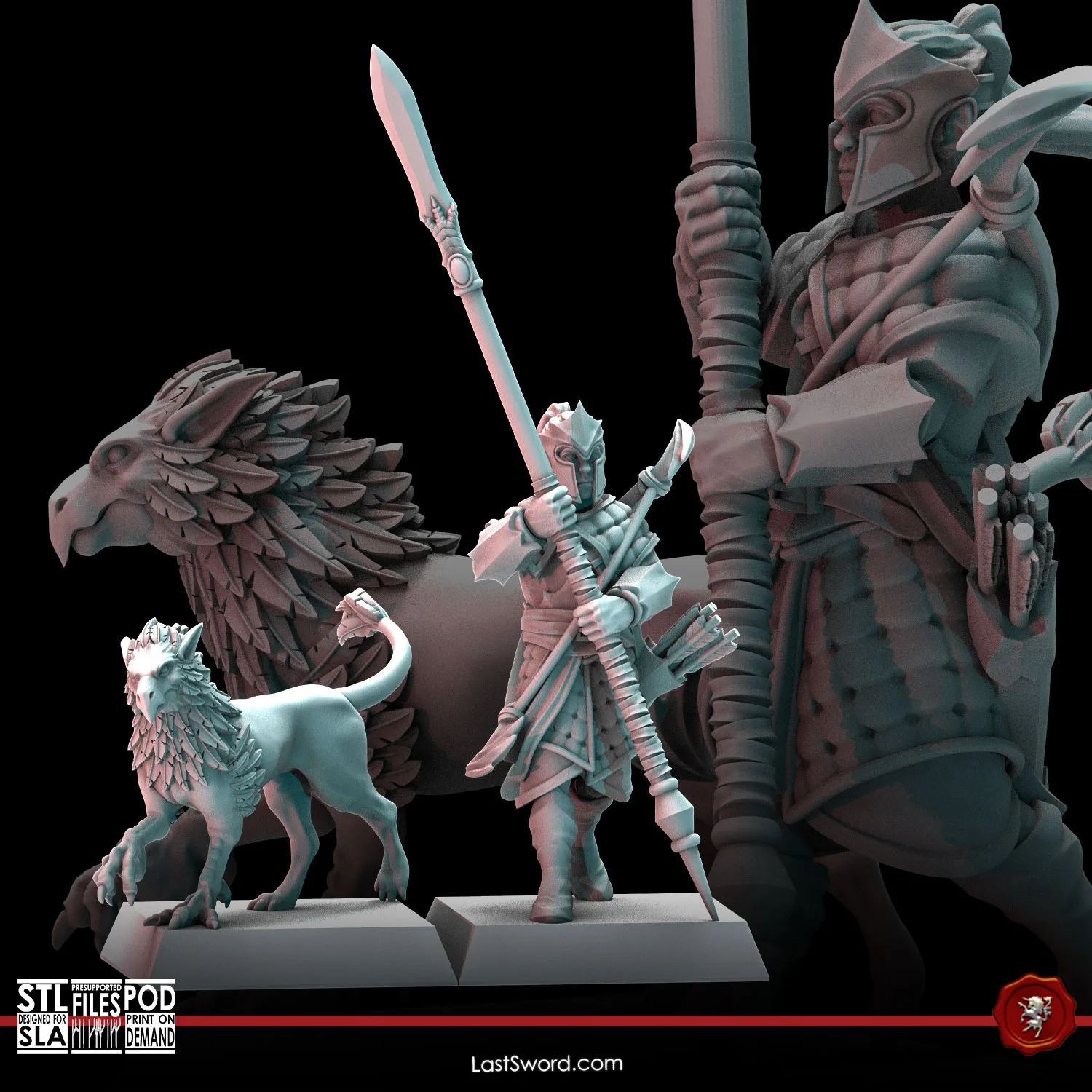 Imperial Kindred Squire and Gryphound | Last Sword Miniatures