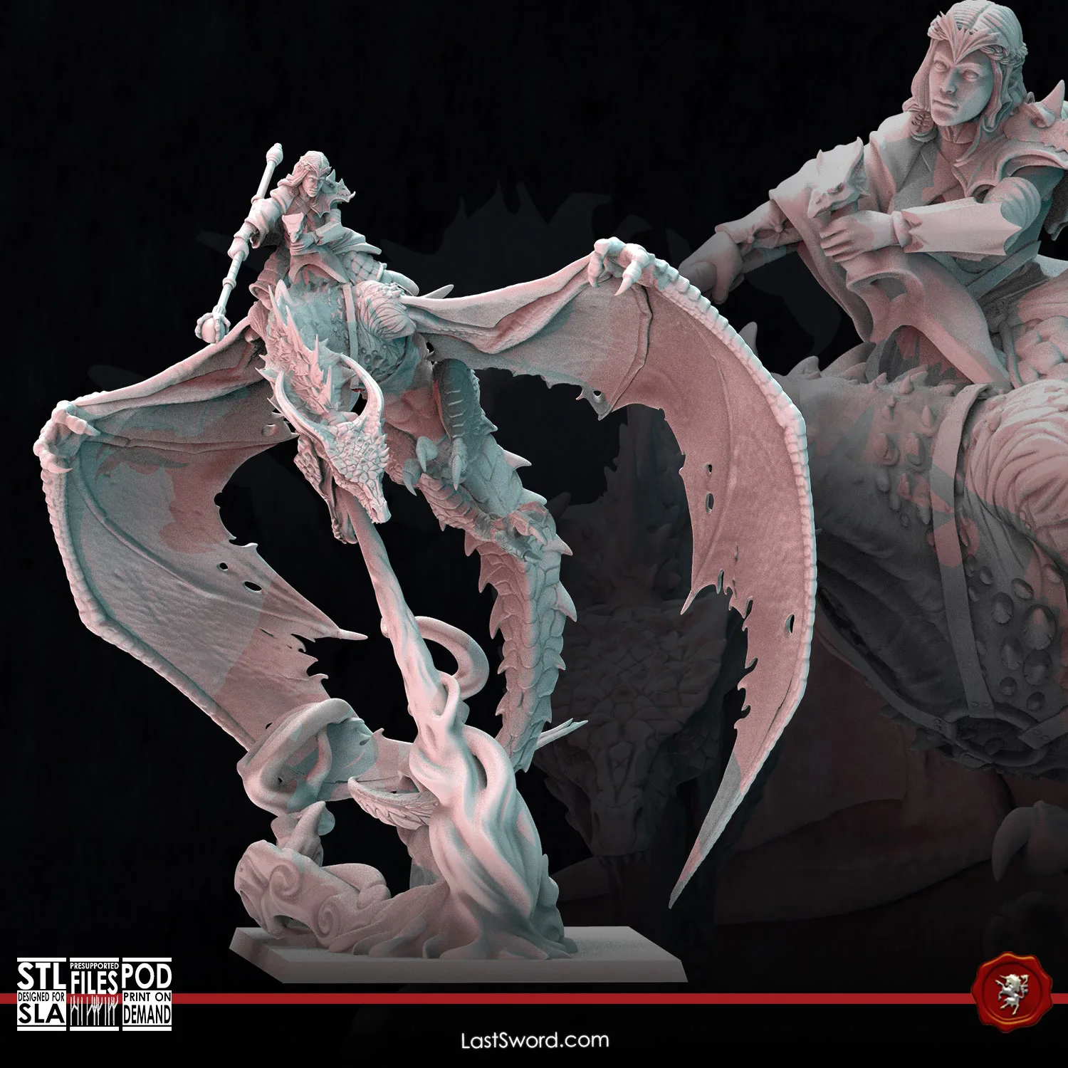 Imperial Kindred Arch Mage on Dragon | Last Sword Miniatures