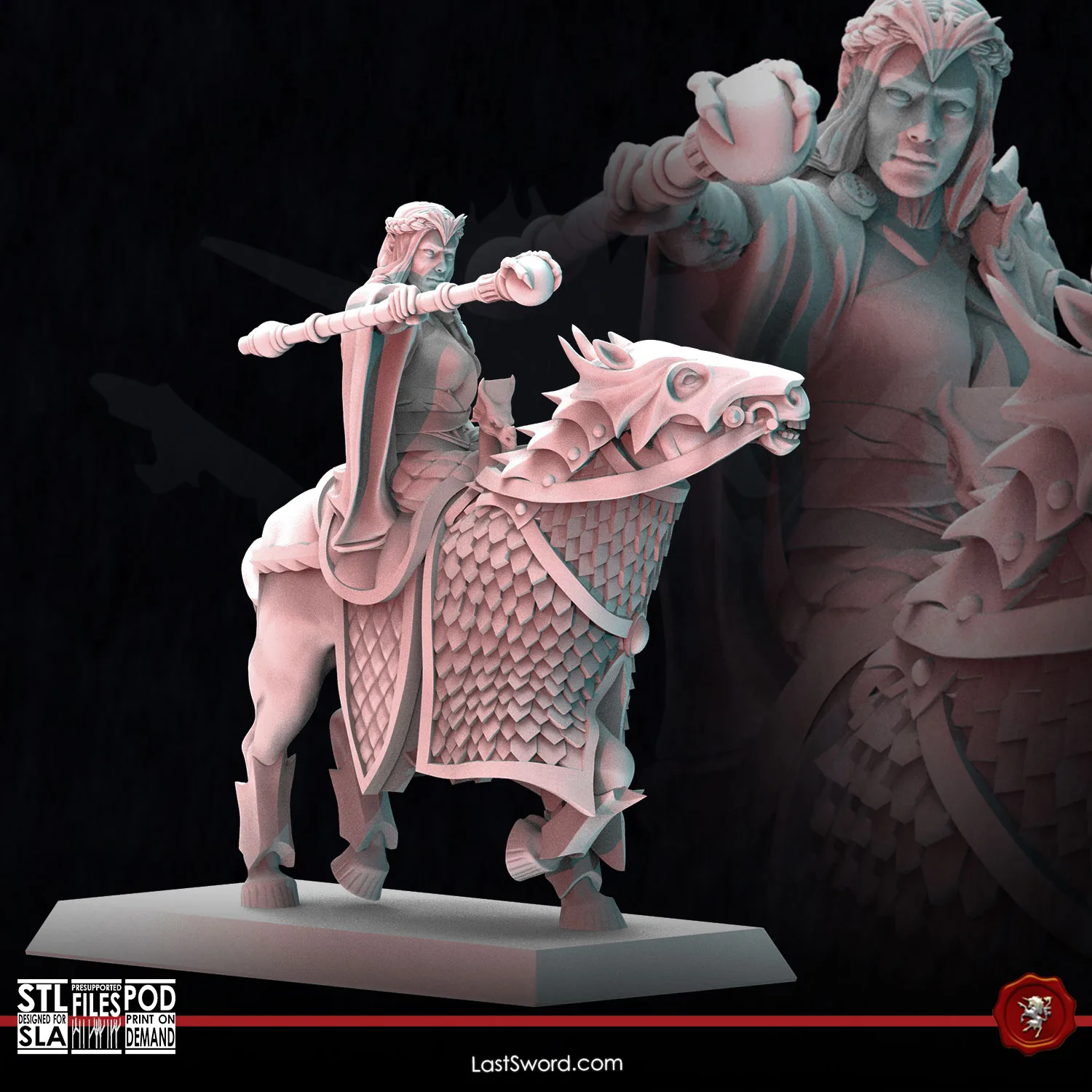 Imperial Kindred Arch Mage on horse | Last Sword Miniatures