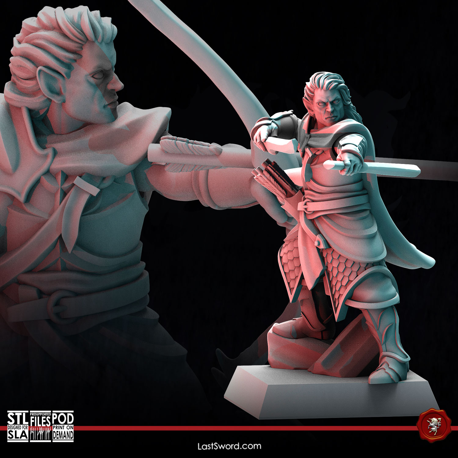 Elven Prince with two swords or bow | Last Sword Miniatures