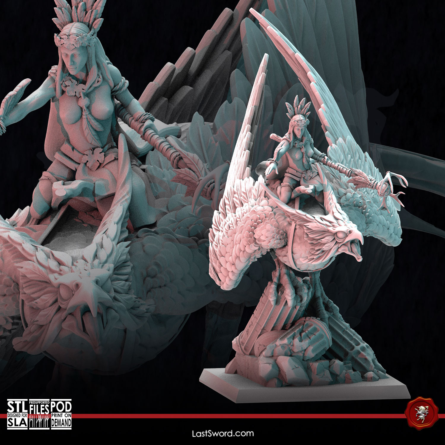 Spellsinger on Eagle | Last Sword Miniatures