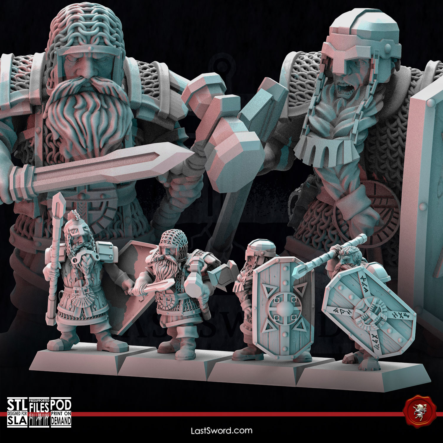 Dwarf Clan Warriors, Patrol (4) – Physical Models | Last Sword Miniatures