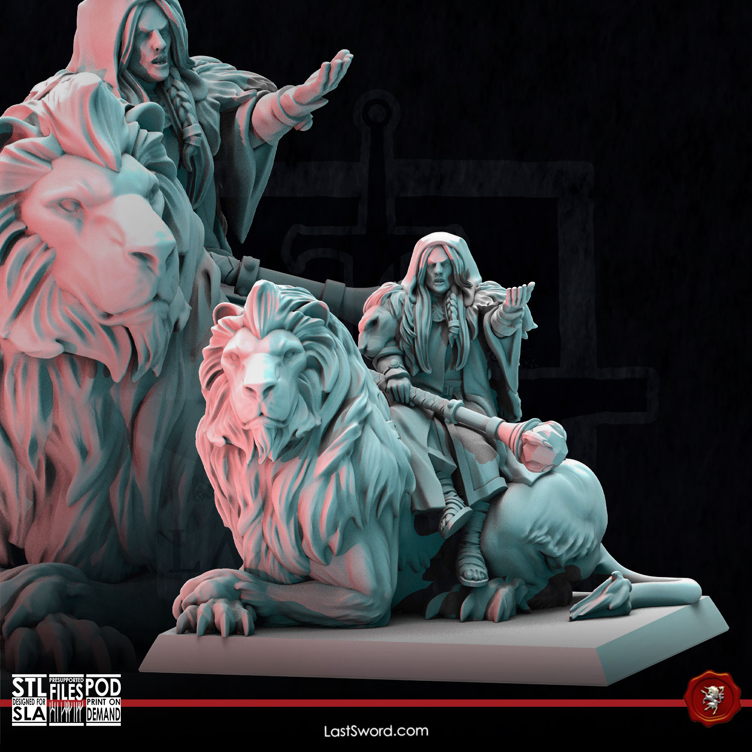 Mage on Lion | Last Sword Miniatures