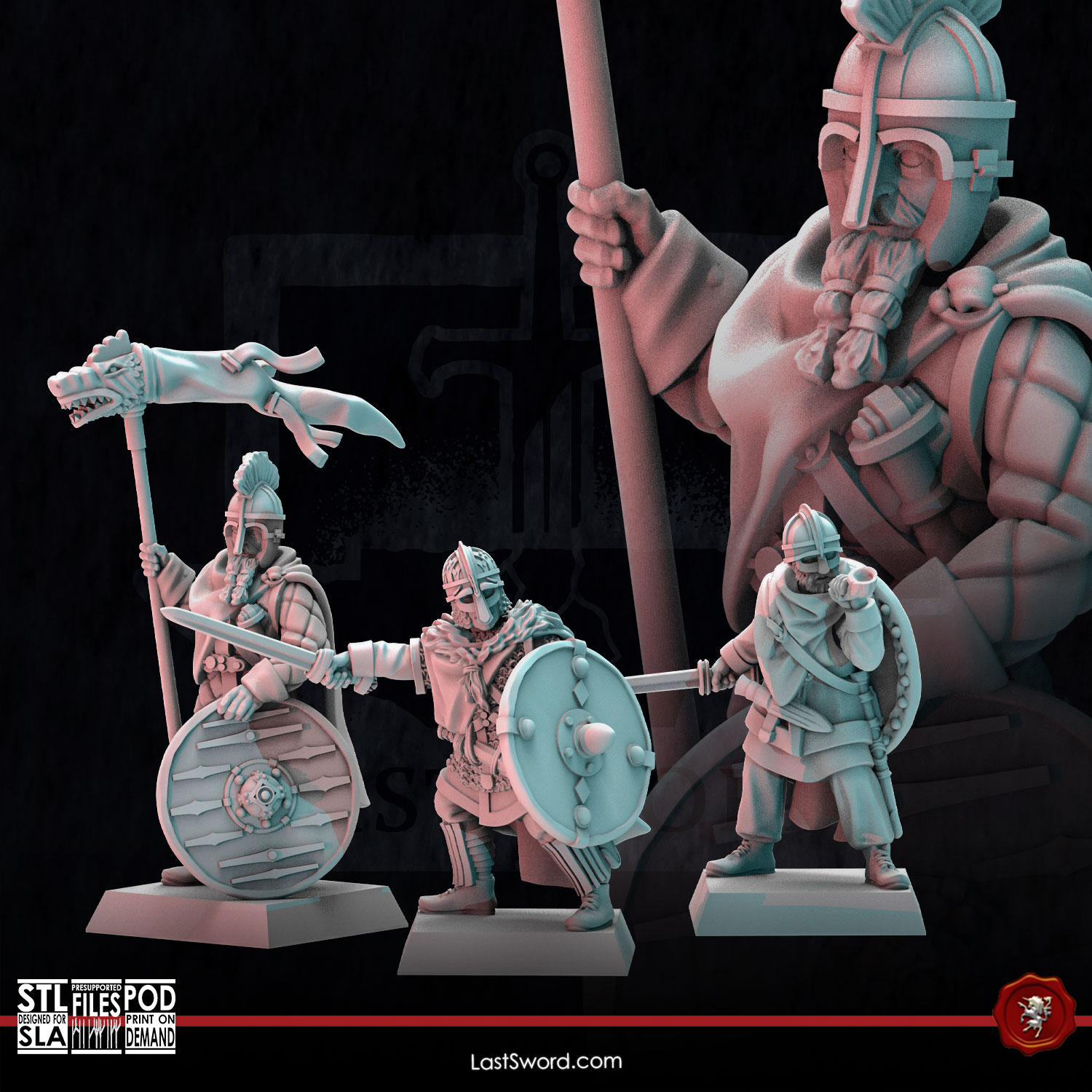Anglo-Saxons HeartWeard Group (3) – Physical Models | Last Sword Miniatures