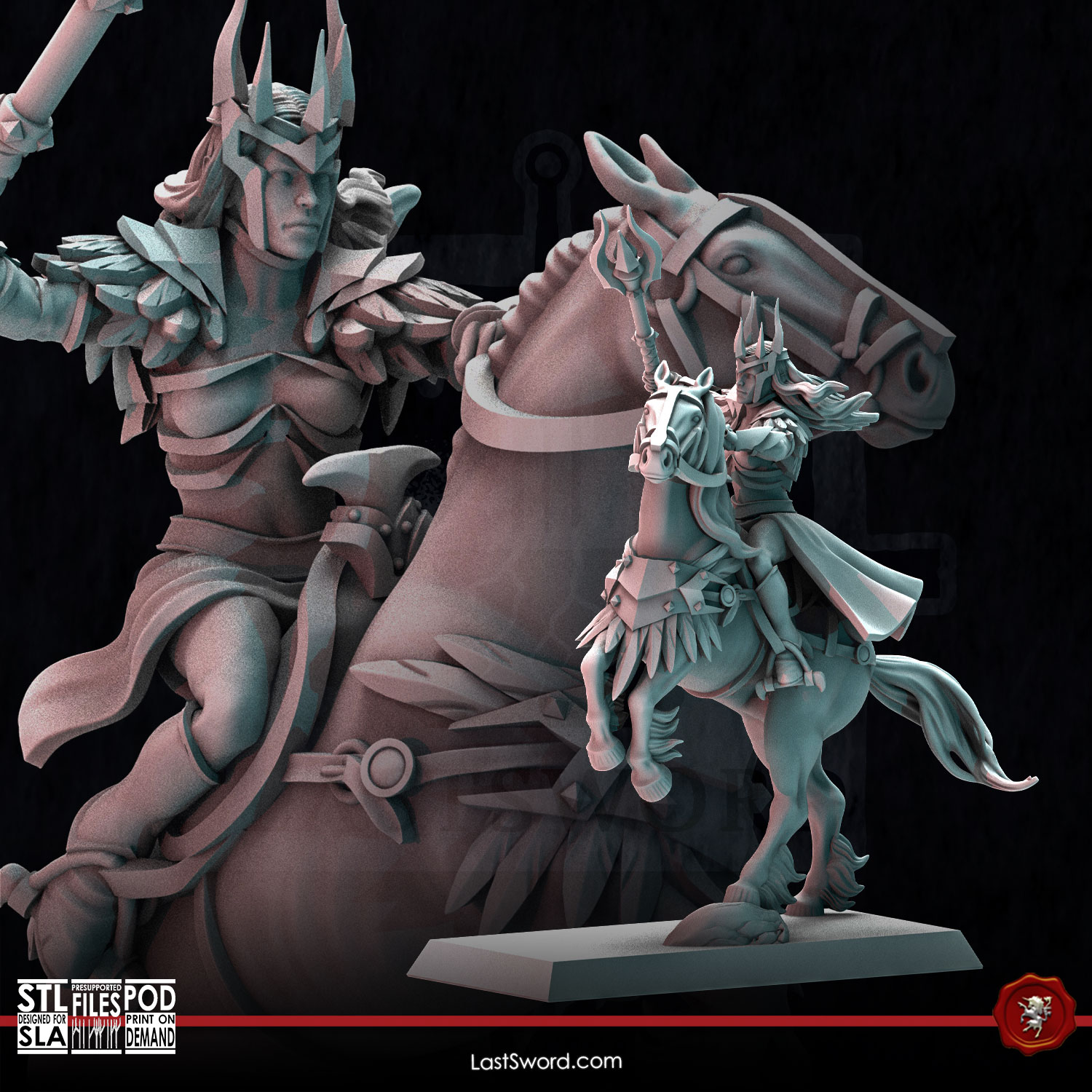 Fallen Sorceress on horse | Last Sword Miniatures