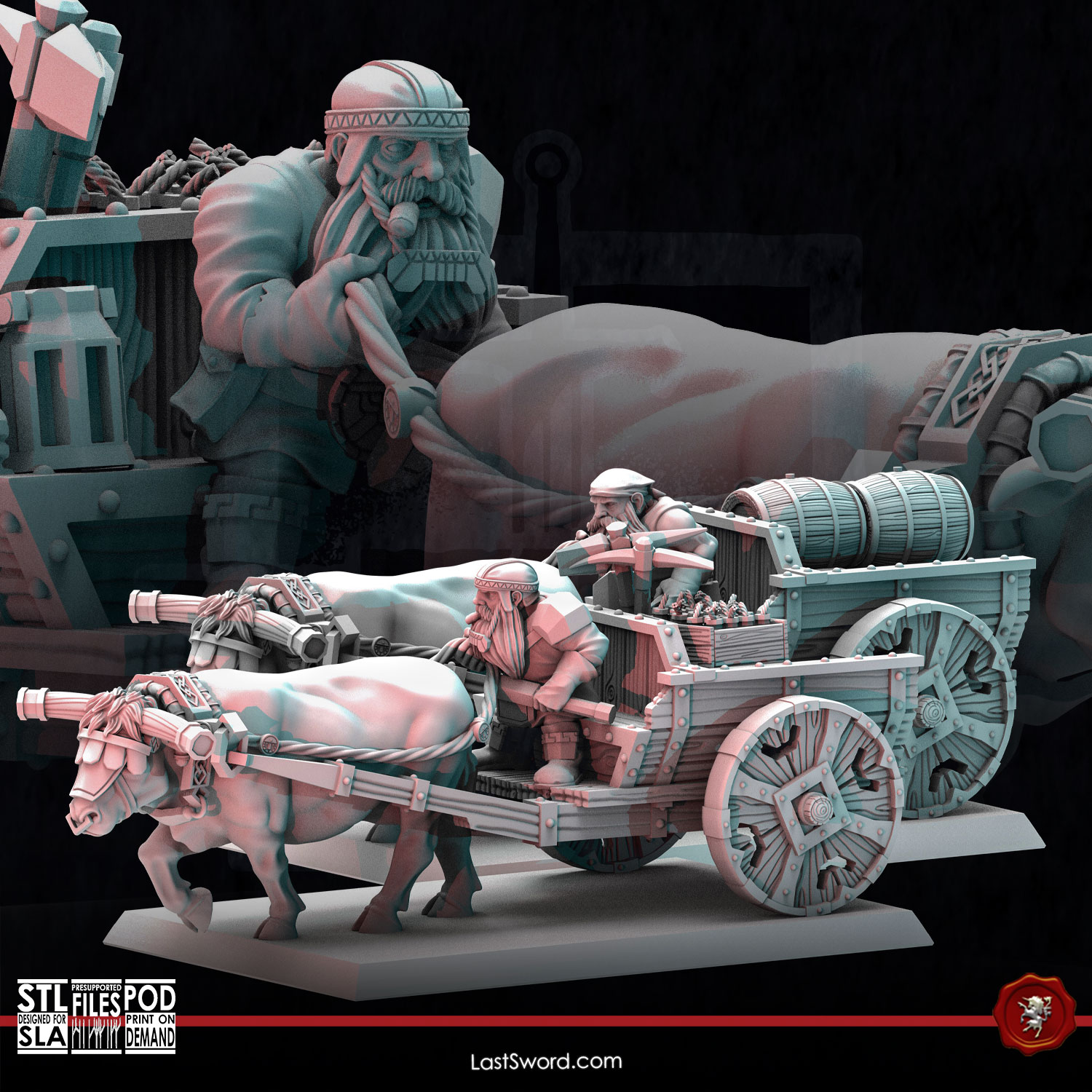 Dwarf Miners Wagons – Digital Files | Last Sword Miniatures